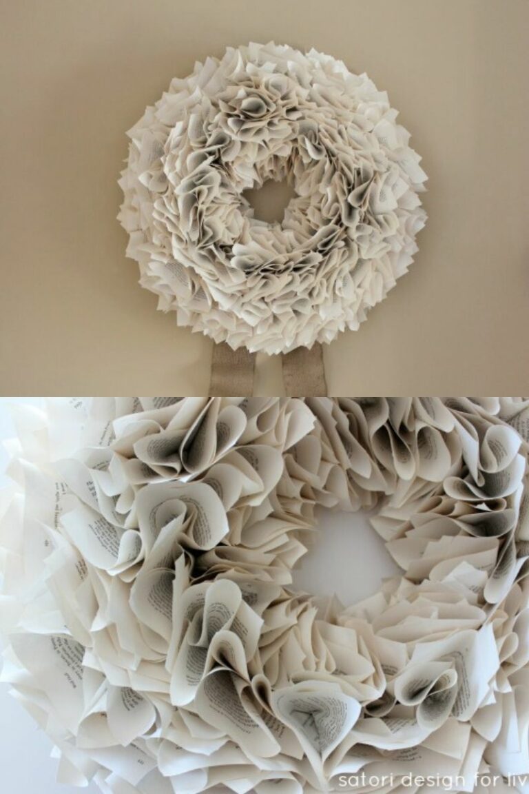 25 Rustic DIY Old Book Page Wreaths - DIY & Crafts