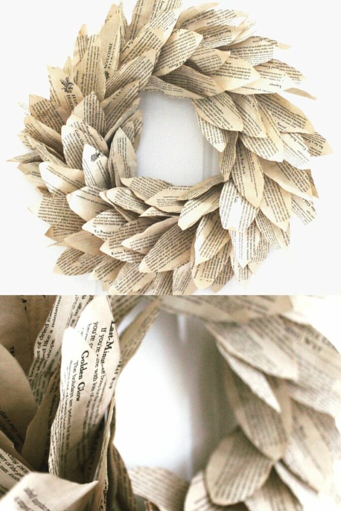 25 Rustic DIY Old Book Page Wreaths - DIY & Crafts