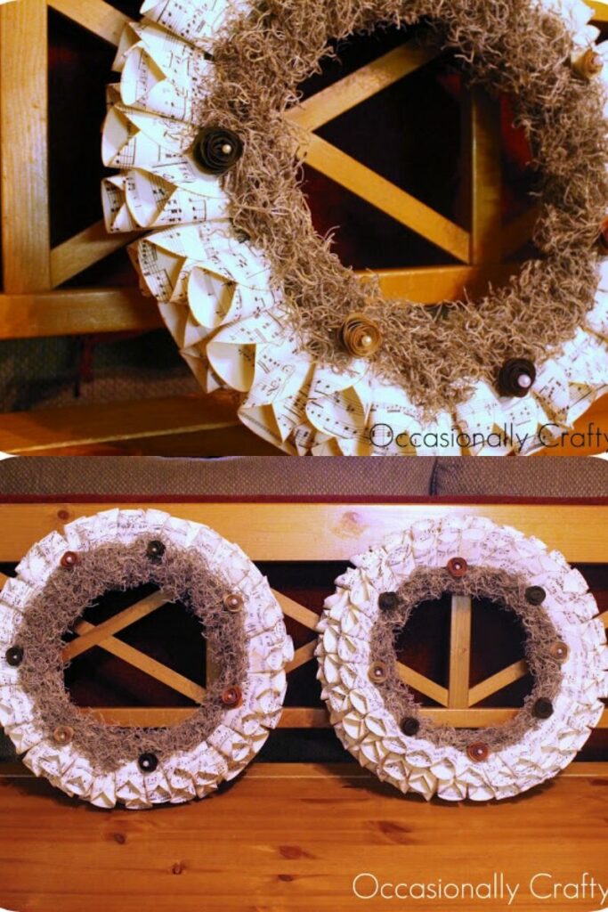 25 Rustic DIY Old Book Page Wreaths - DIY & Crafts