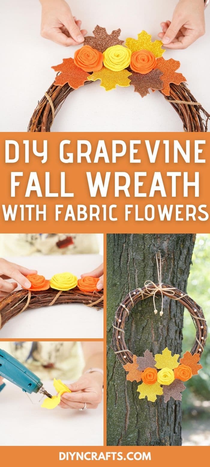 Rustic Fall Grapevine Wreath with Fabric Flowers - DIY & Crafts